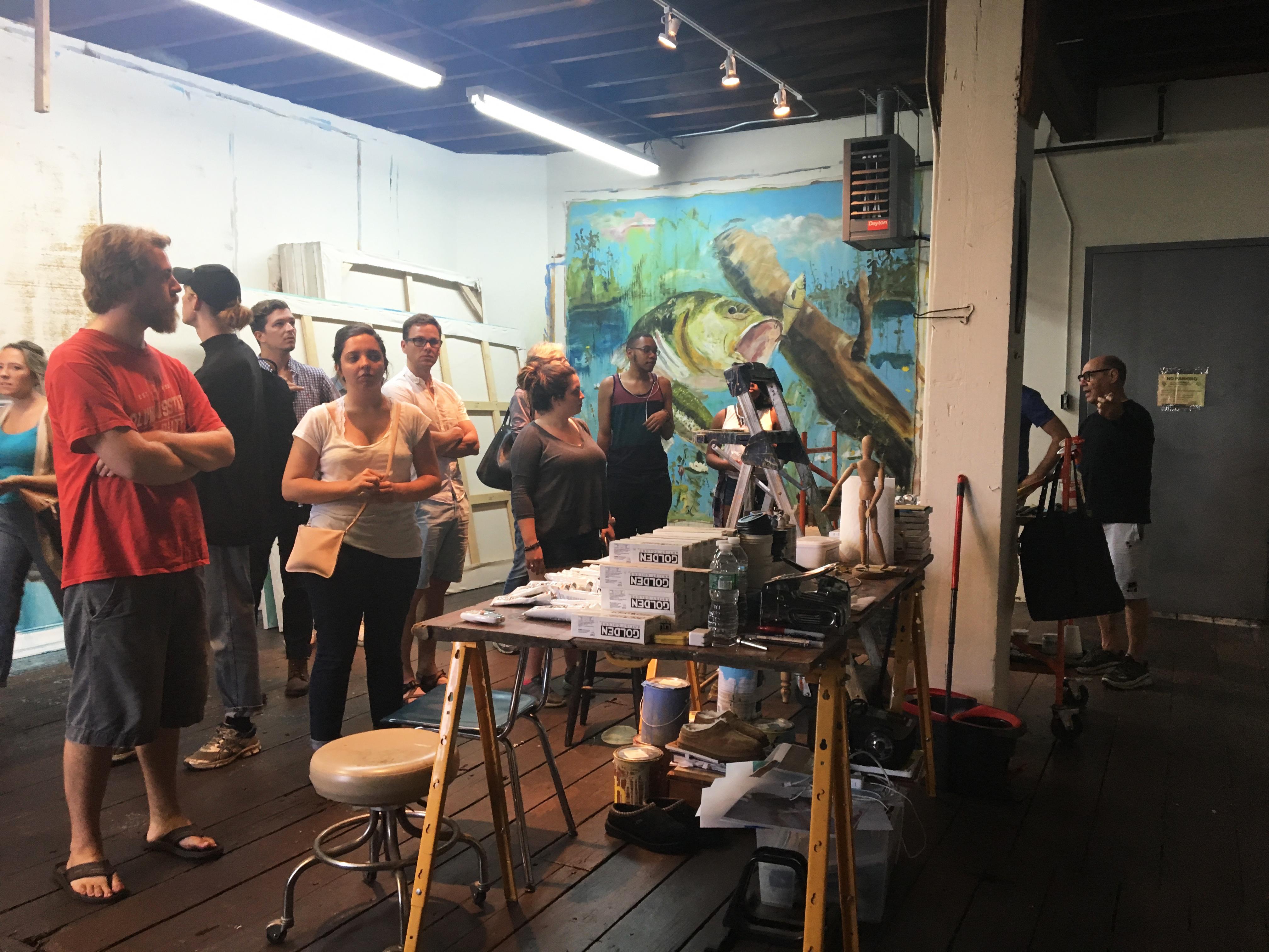 A group of students in an art workshop