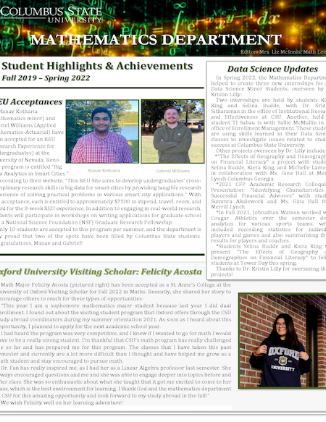 Math Department Newsletter, 2019–2022